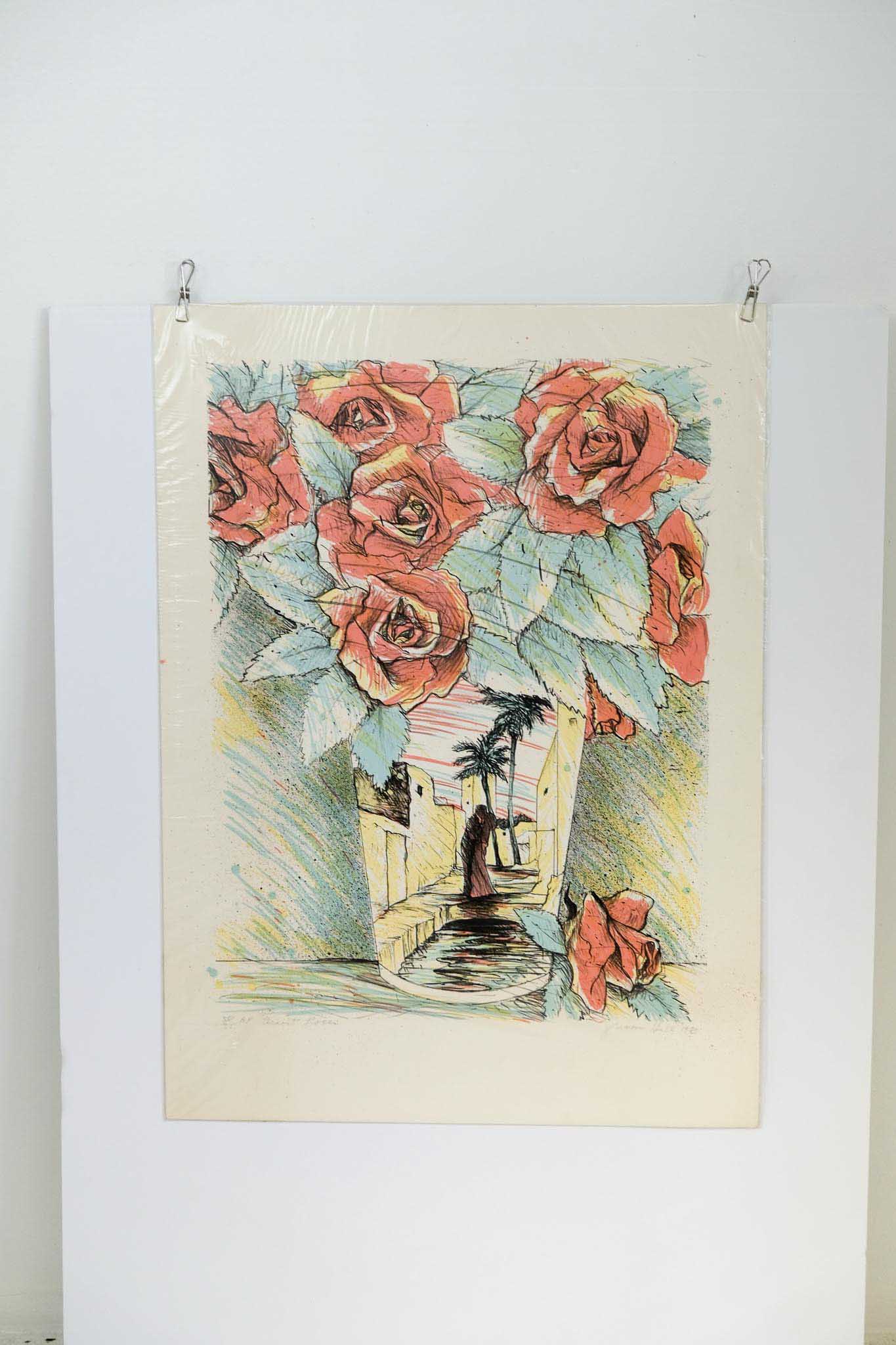 Susan Hall "Desert Roses" Lithograph 1980 Print – renewfinds