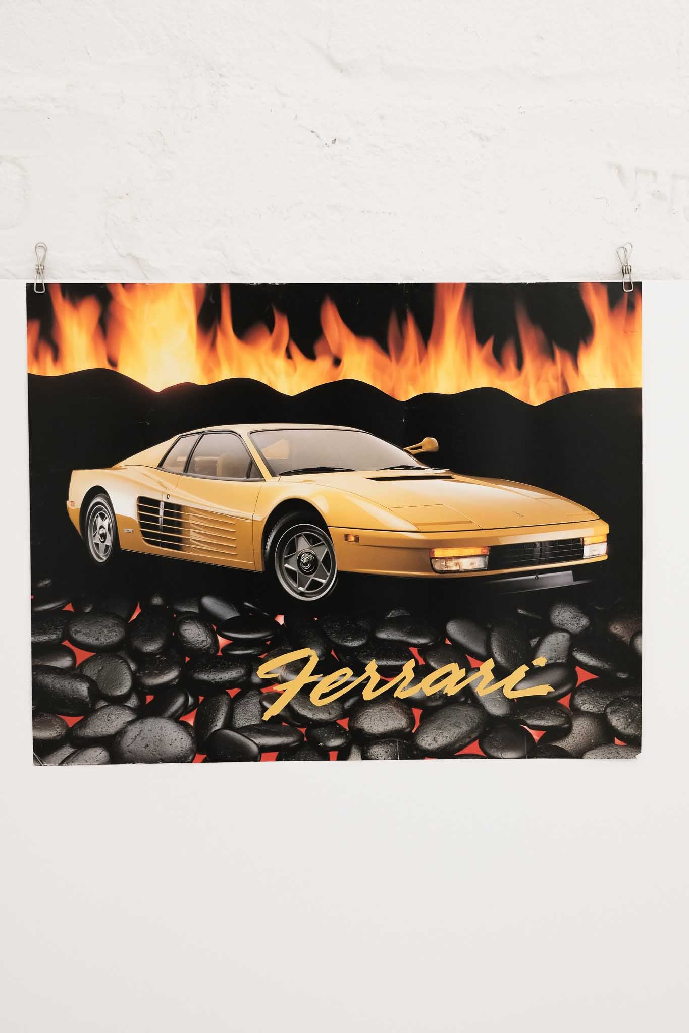 Yellow Ferrari 1986 Vintage Print – renewfinds